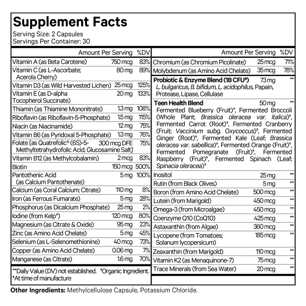 CodeAge Teens Fermented Multivitamin 60 caps | VitaLiving