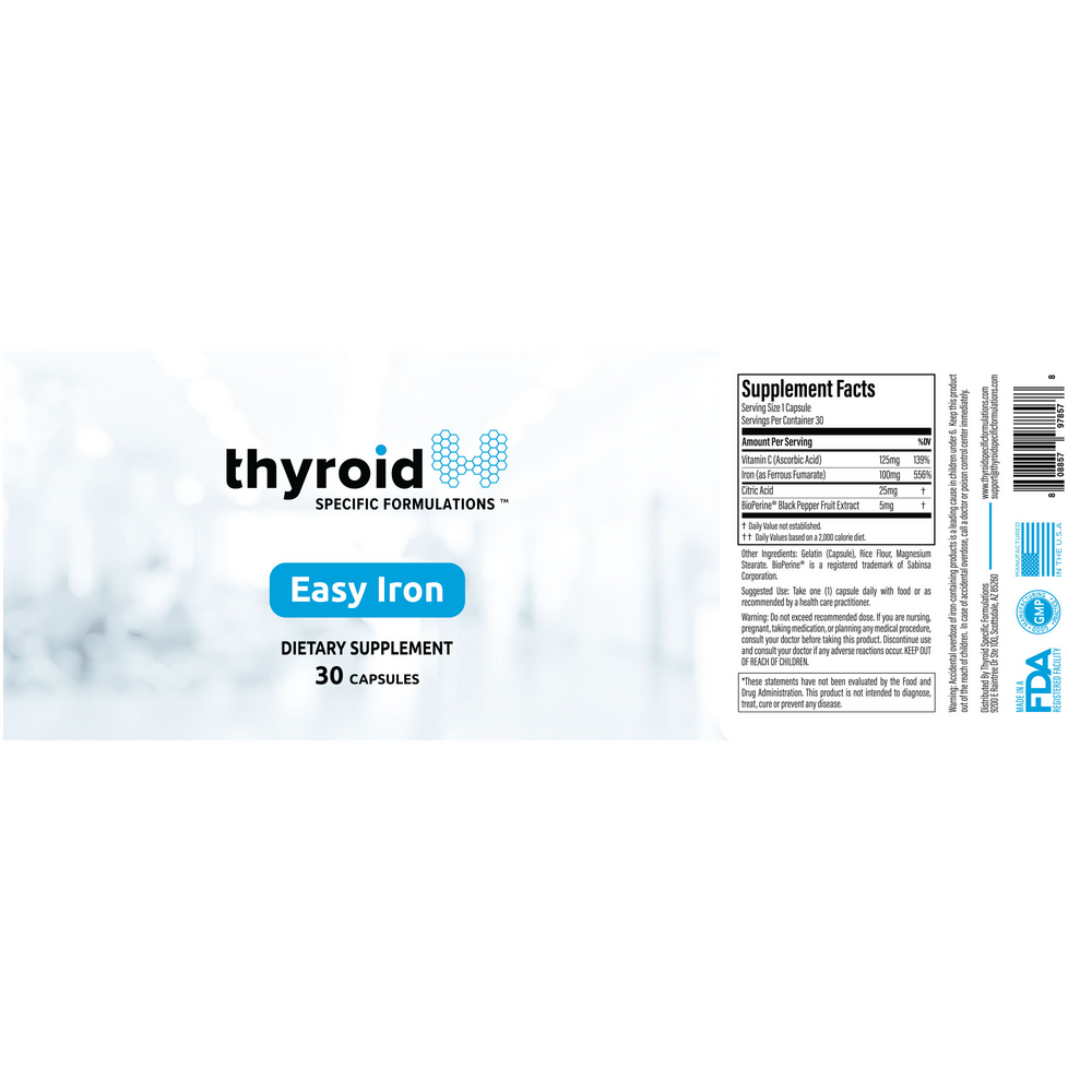 Thyroid Specific Formulations Easy Iron 30 Caps | VitaLiving