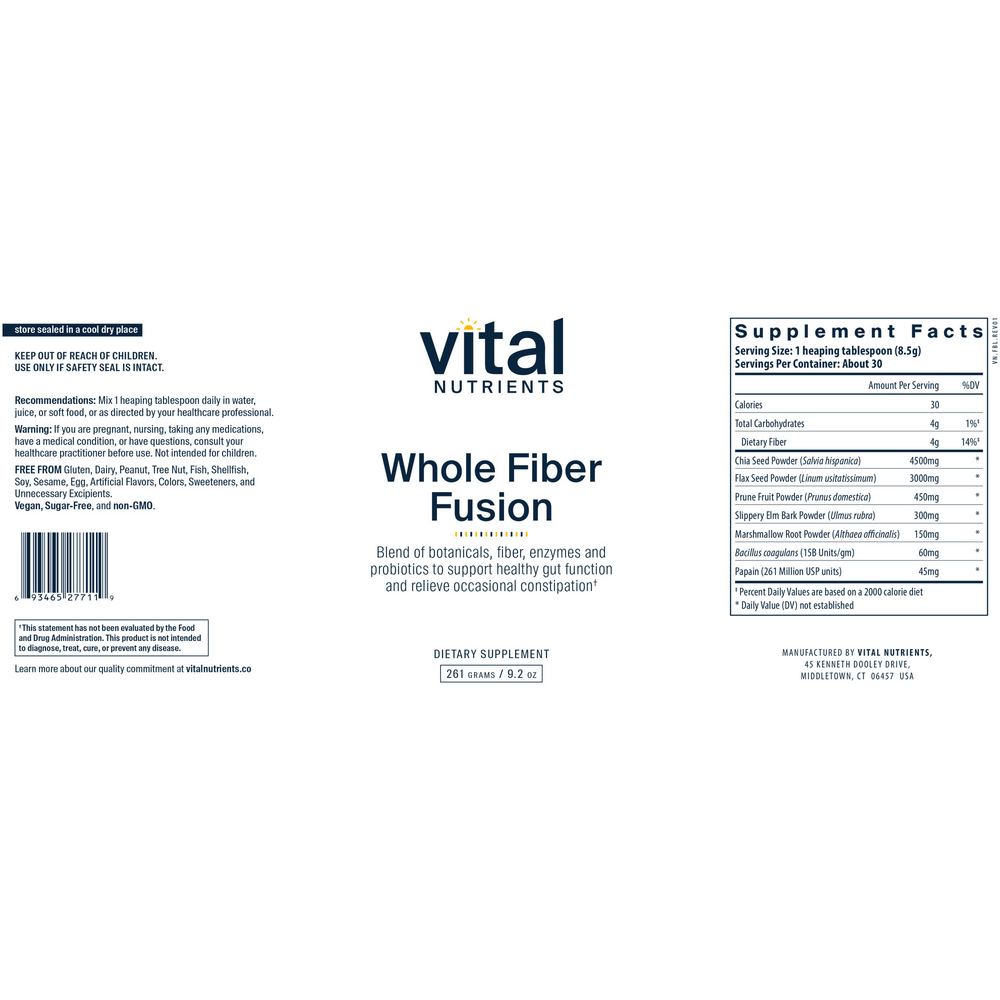 Vital Nutrients Whole Fiber Fusion 261g | VitaLiving